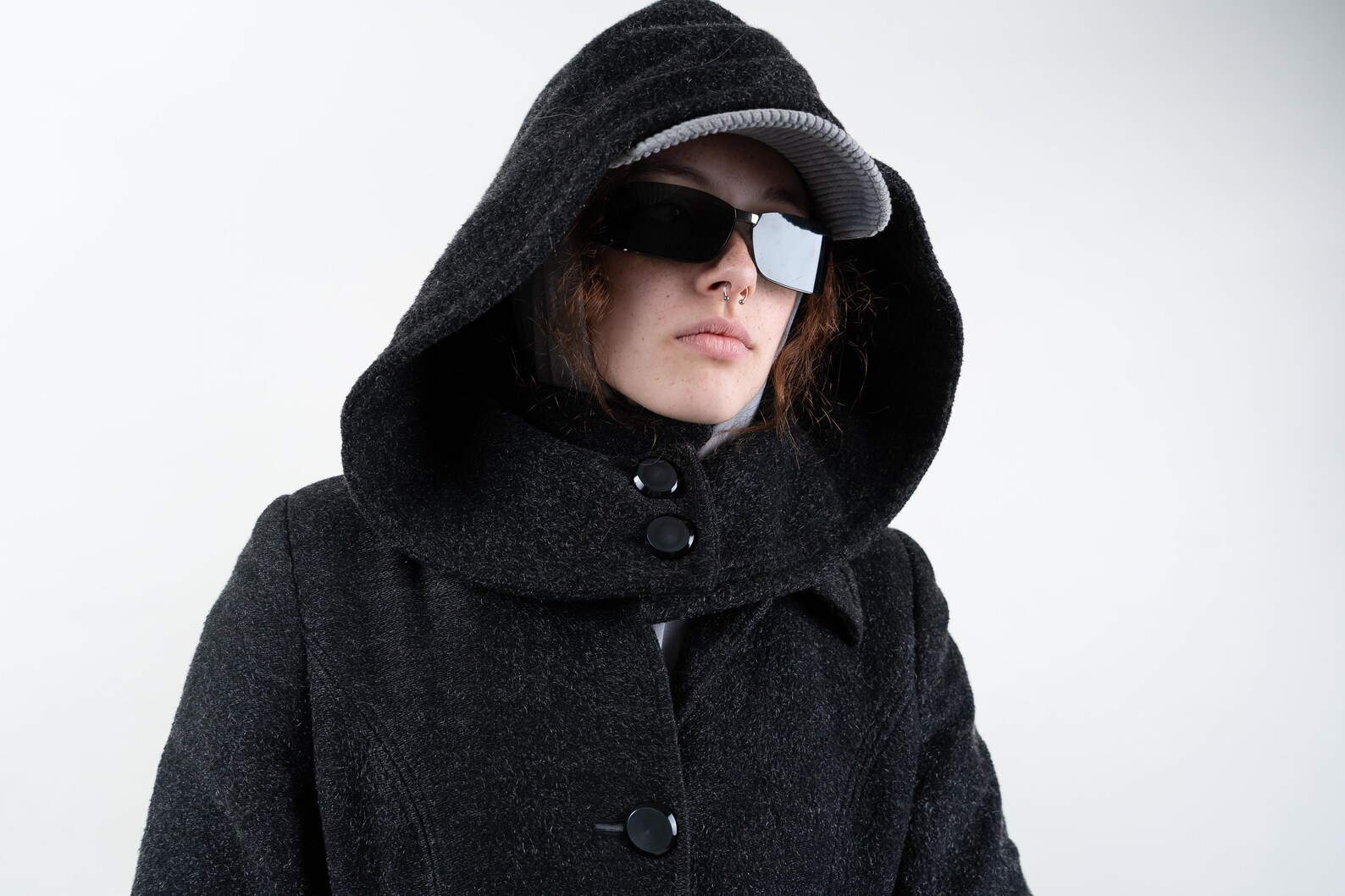 Vintage Wool Trench Coat Black Hooded Size S / Meter 80s 90s - Etsy