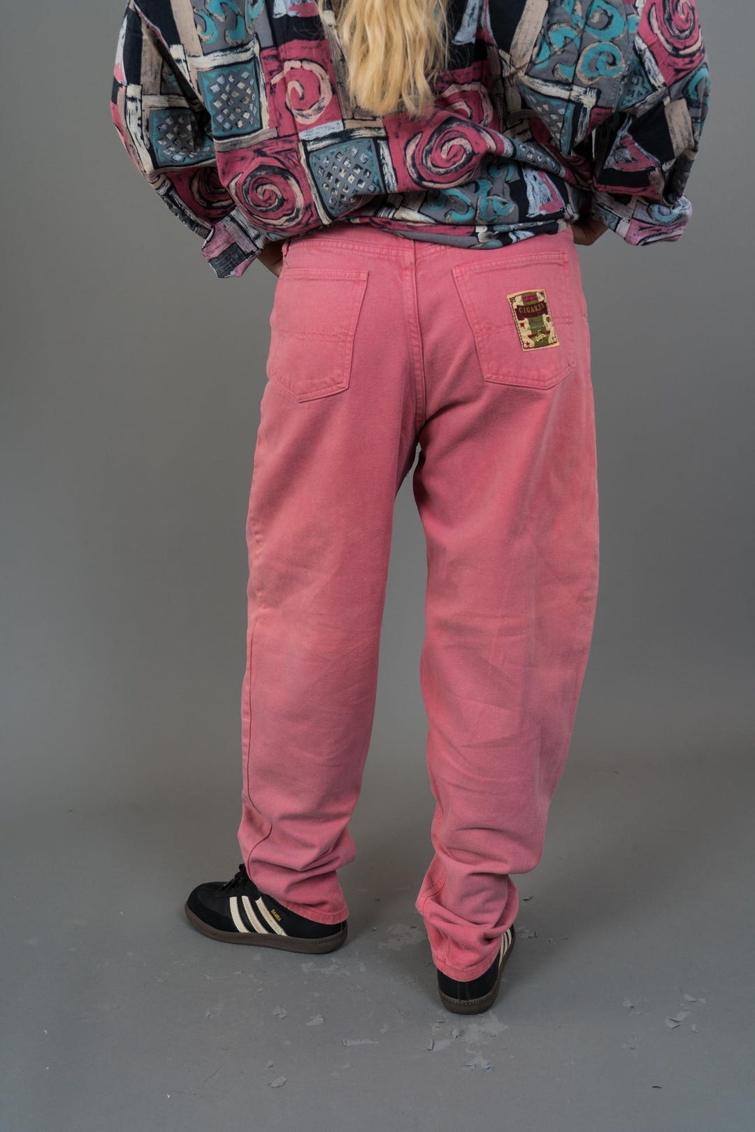 Vintage 80s Pink Baggy Pants With Patch | Retro High-waisted Loose Fit ...