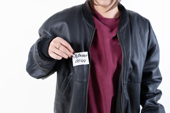 80s vintage fake leather bomber jacket leather imitat… - Gem