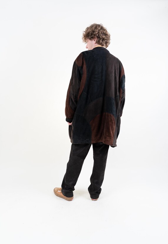 vintage leather parka distressed suede jacket brown o… - Gem