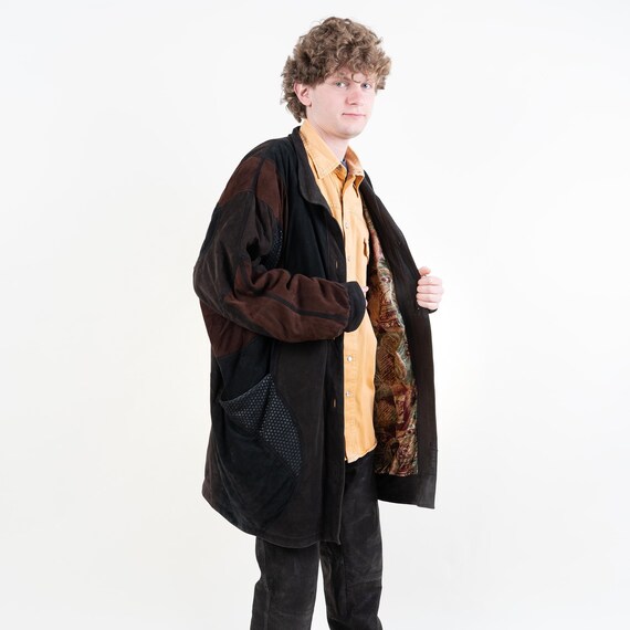 vintage leather parka distressed suede jacket brown o… - Gem