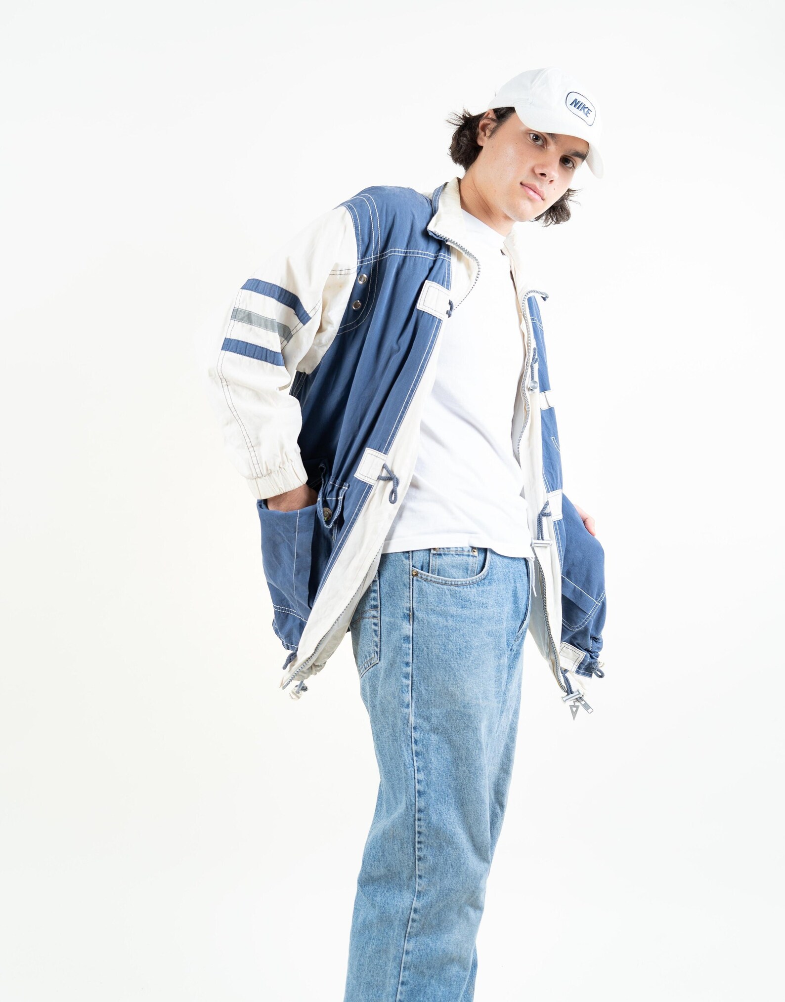 Vintage Parka Jacket Blue and White Sailing Jacket Size M 80s 90s - Etsy