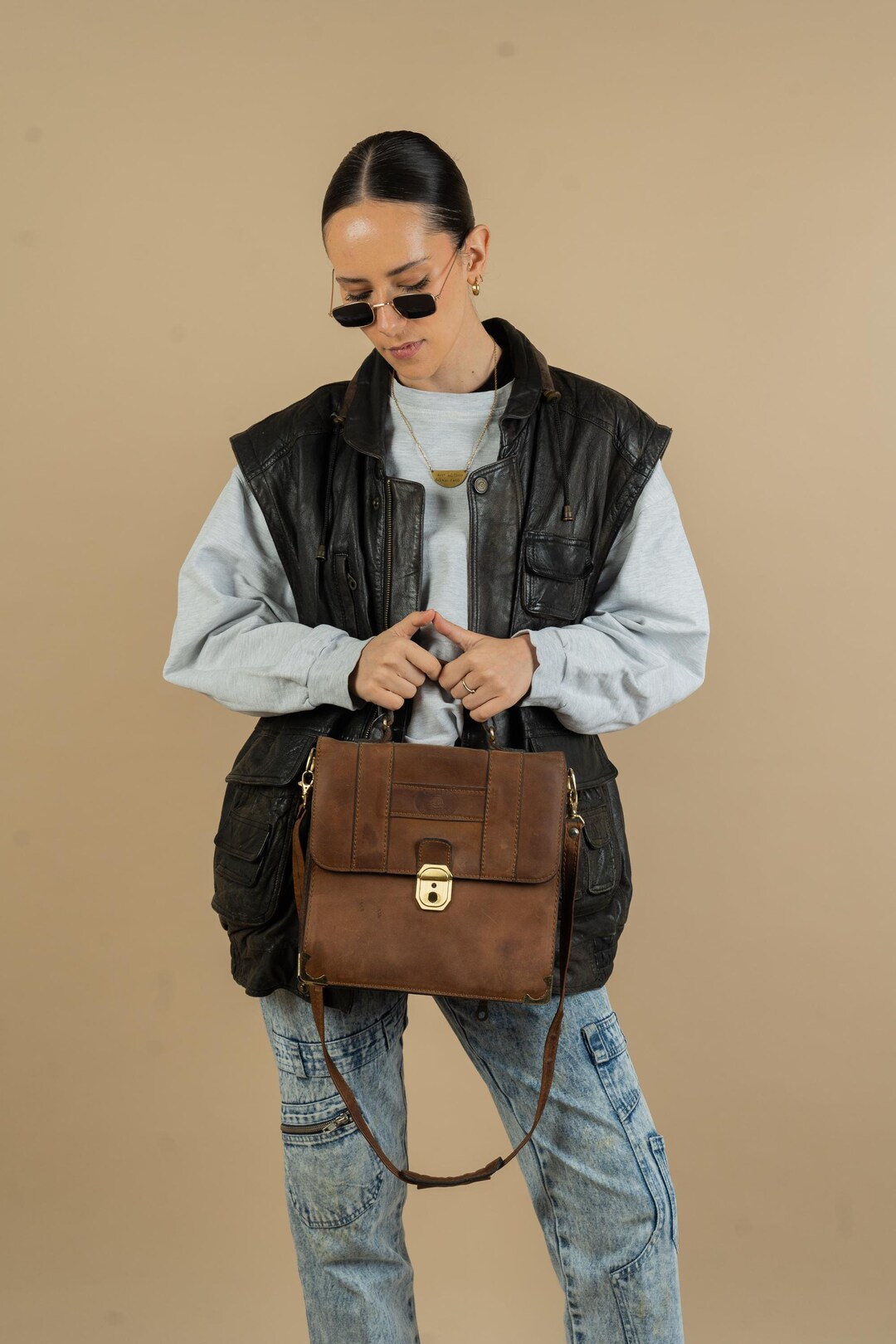 Vintage 50s Chestnut Brown Leather Saddle Bag 80s - Etsy