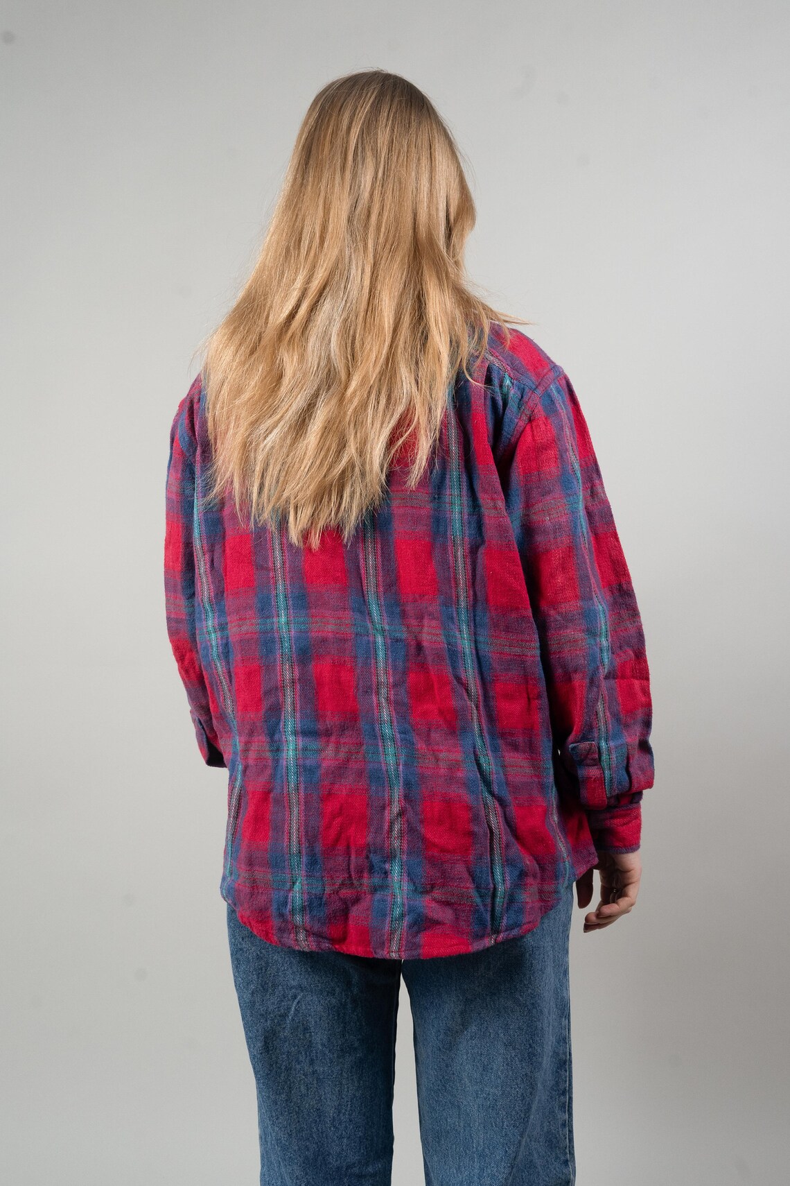 Vintage Flannel Shirt Red Lumberjack Shirt Check Pattern Size M 80s 90s ...