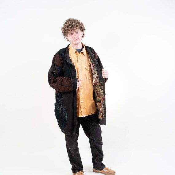 vintage leather parka distressed suede jacket brown o… - Gem