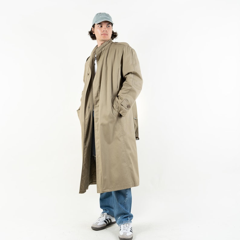 80s Vintage Trench Coat Casual Basic Classic Gray Coat Cotton Size L ...