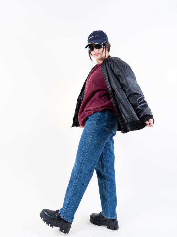 80s vintage fake leather bomber jacket leather imitat… - Gem