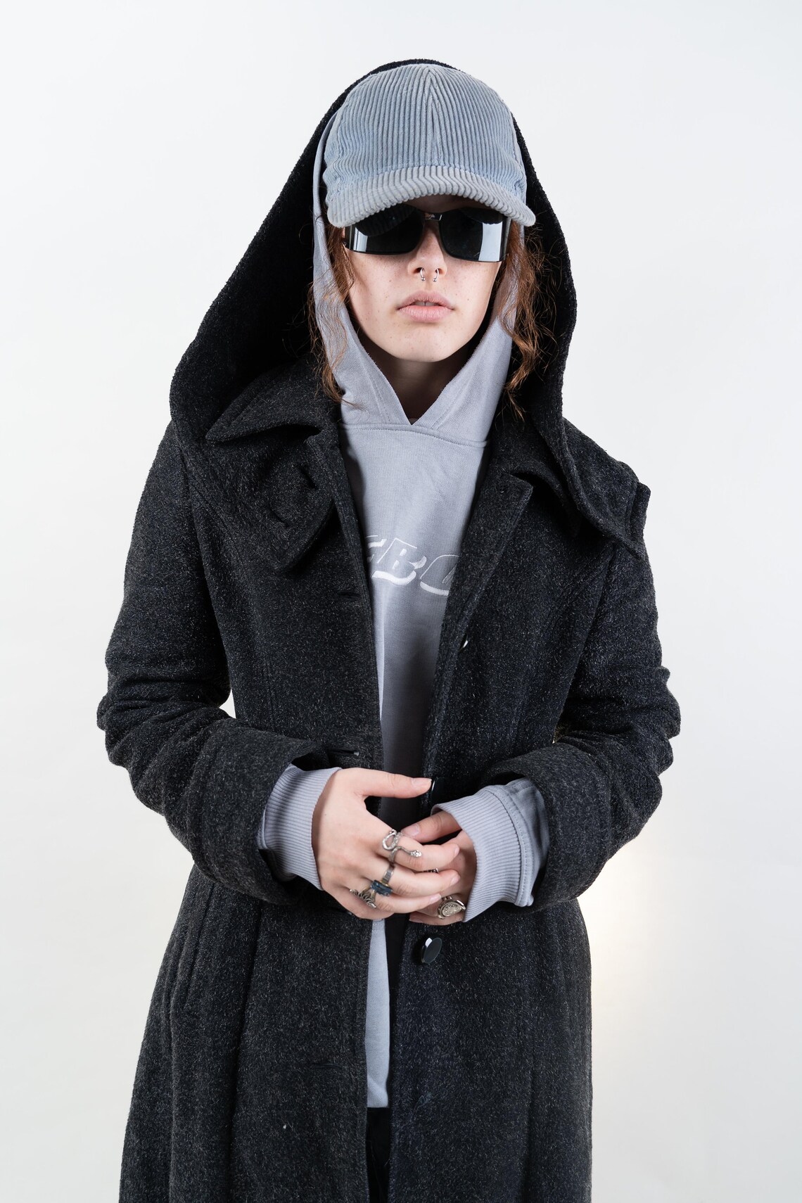 Vintage Wool Trench Coat Black Hooded Size S / Meter 80s 90s - Etsy