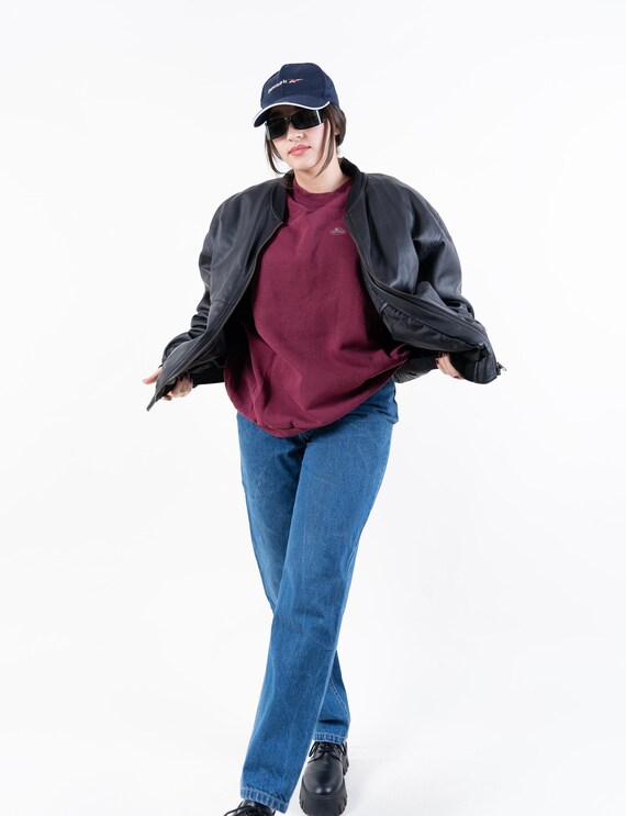 80s vintage fake leather bomber jacket leather imitat… - Gem