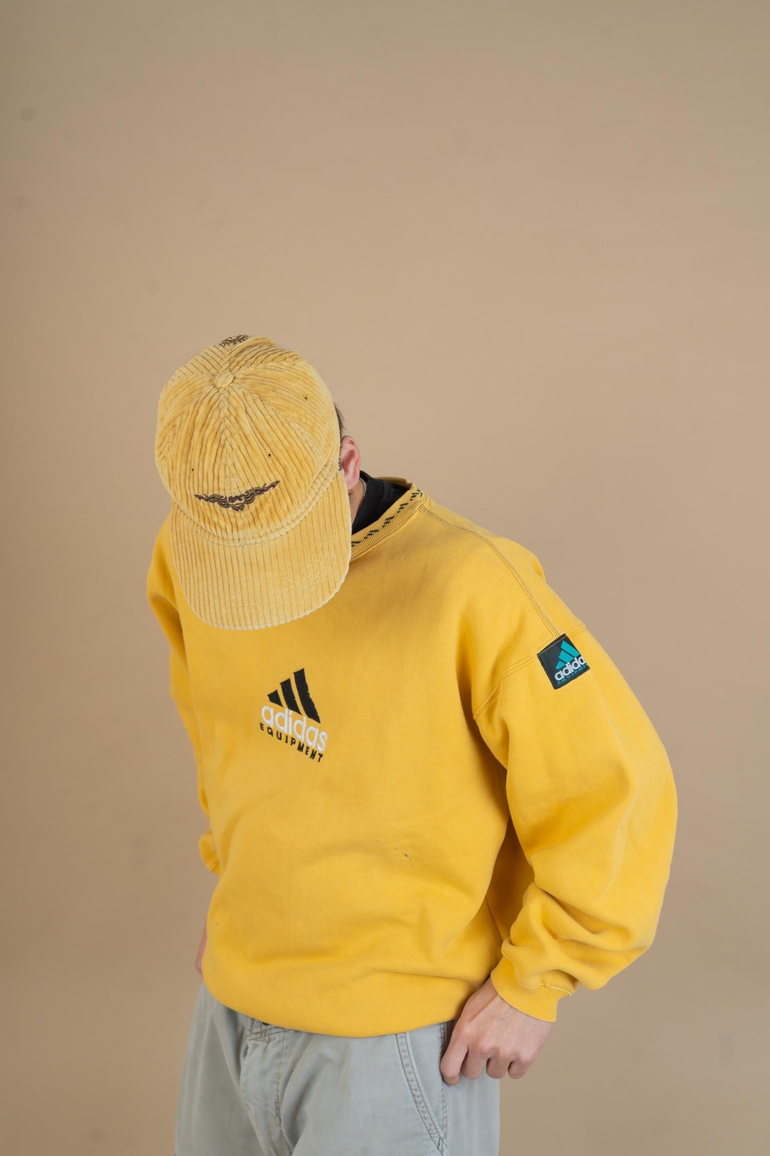 80s Vintage Adidas Jumper Yellow Equipment Size L Adidas Sweatshirt ...