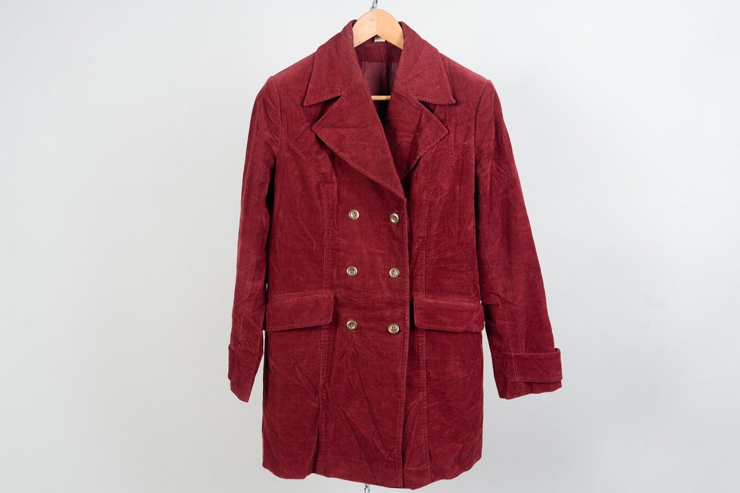 Vintage Corduroy Coat Red Bronze 90s Size L - Etsy