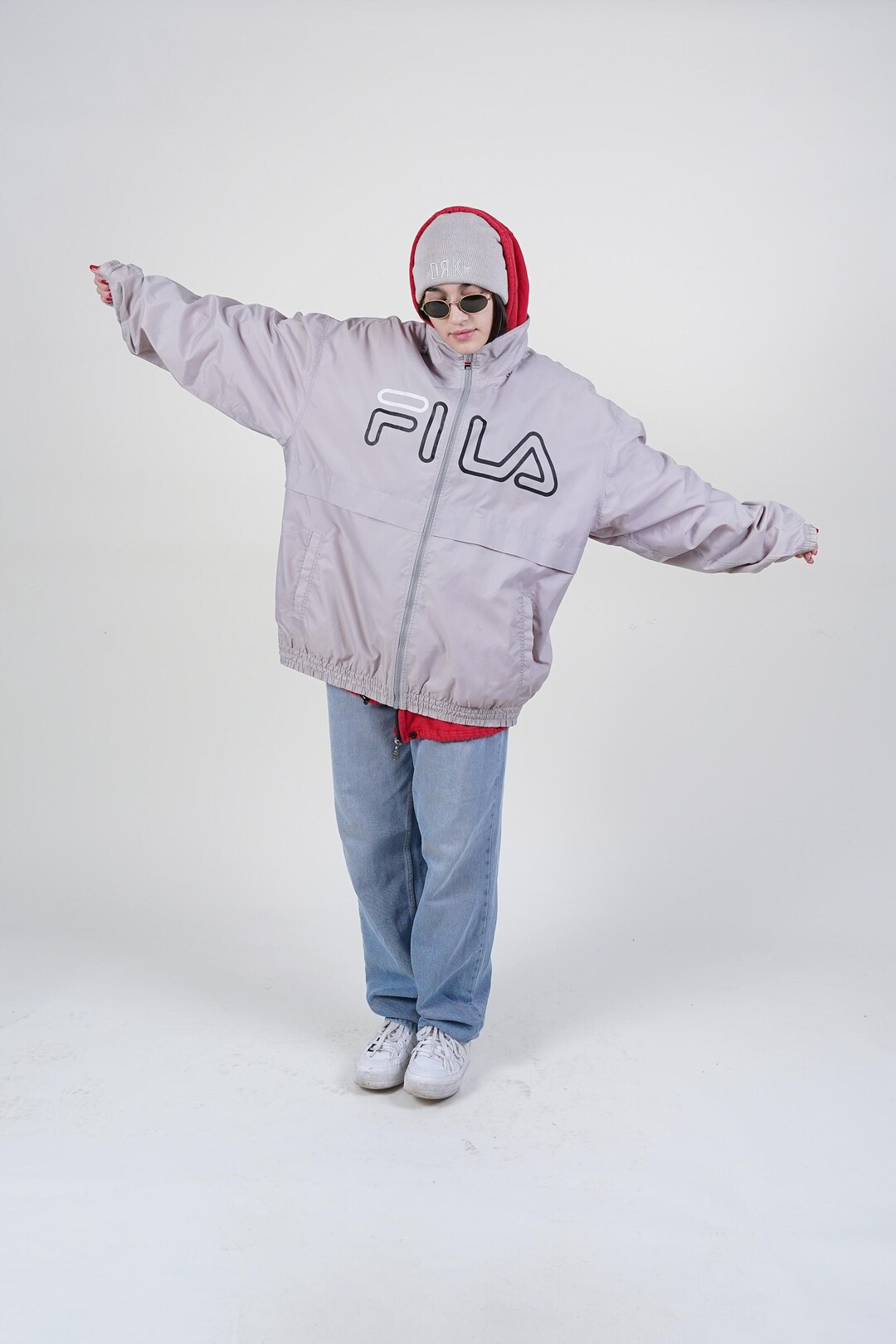 Vintage Fila Gray Puffer Jacket Oversized Gender Neutral 80s - Etsy