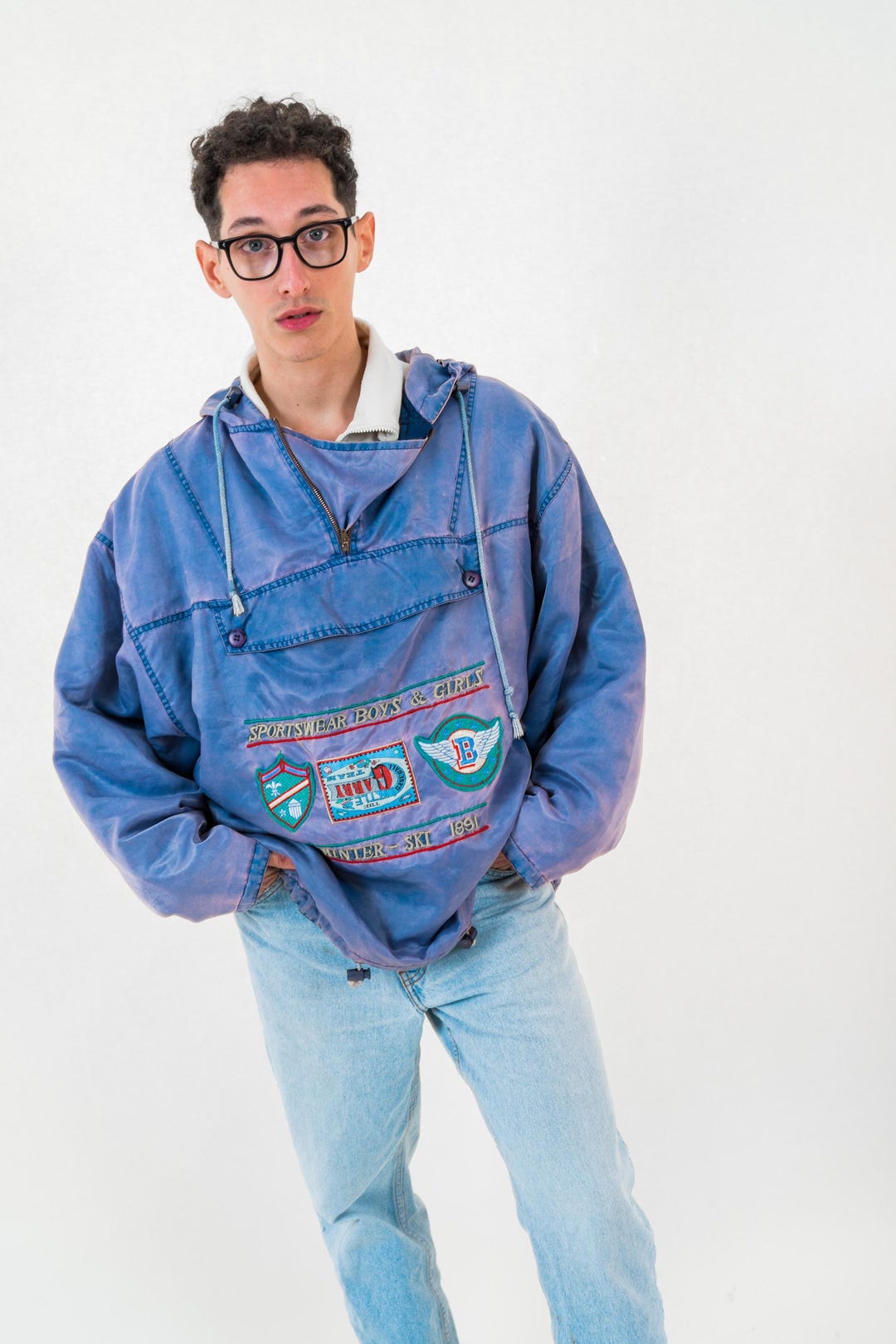 Vintage 1980s Shiny Purple Winter Jacket – Funky Embroidered Men’s ...