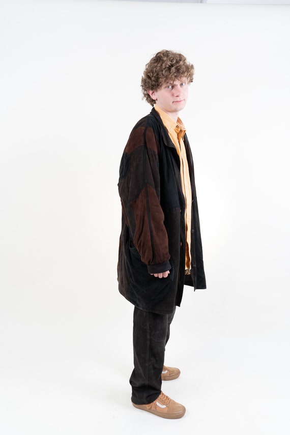 vintage leather parka distressed suede jacket brown o… - Gem