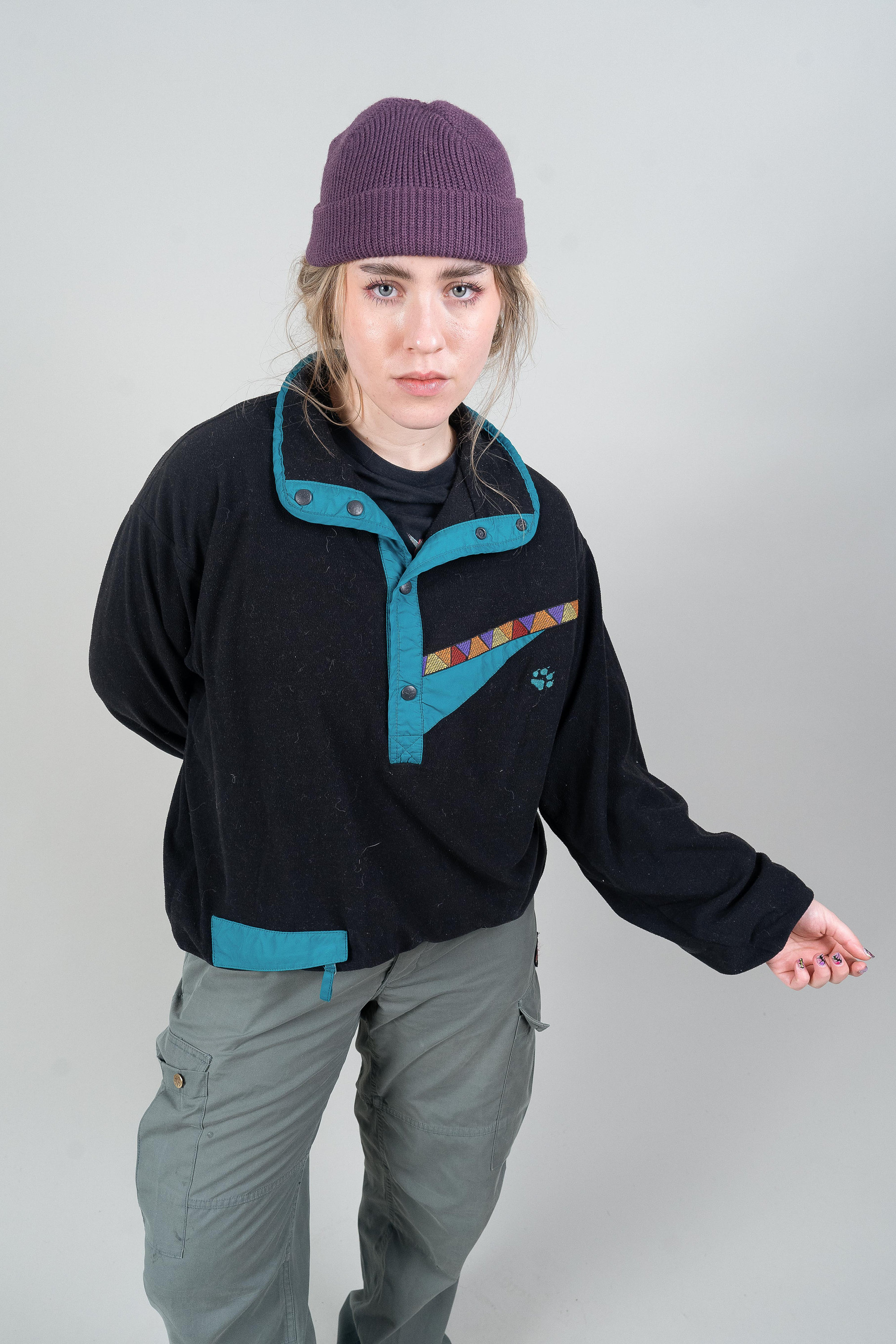 Vintage Jack Wolfskin Fleece Jumper Sweatshirt Crazy Crazy Pattern Size ...