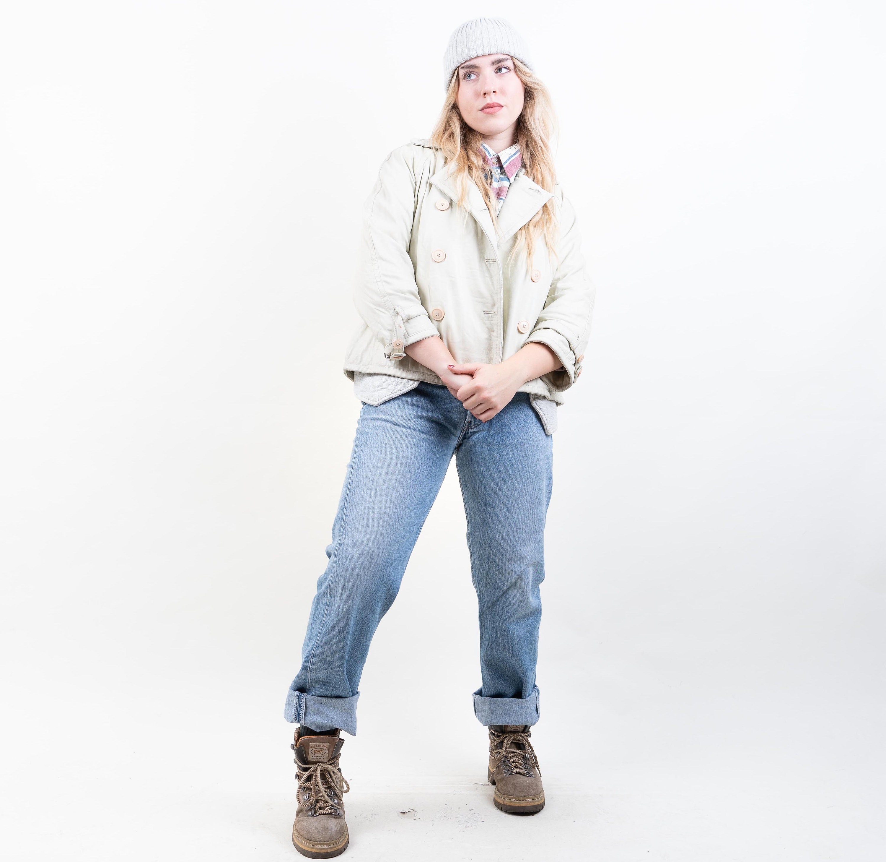 Vintage Leather Bomber Jacket White Suede Jacket Size L 80s 90s - Etsy