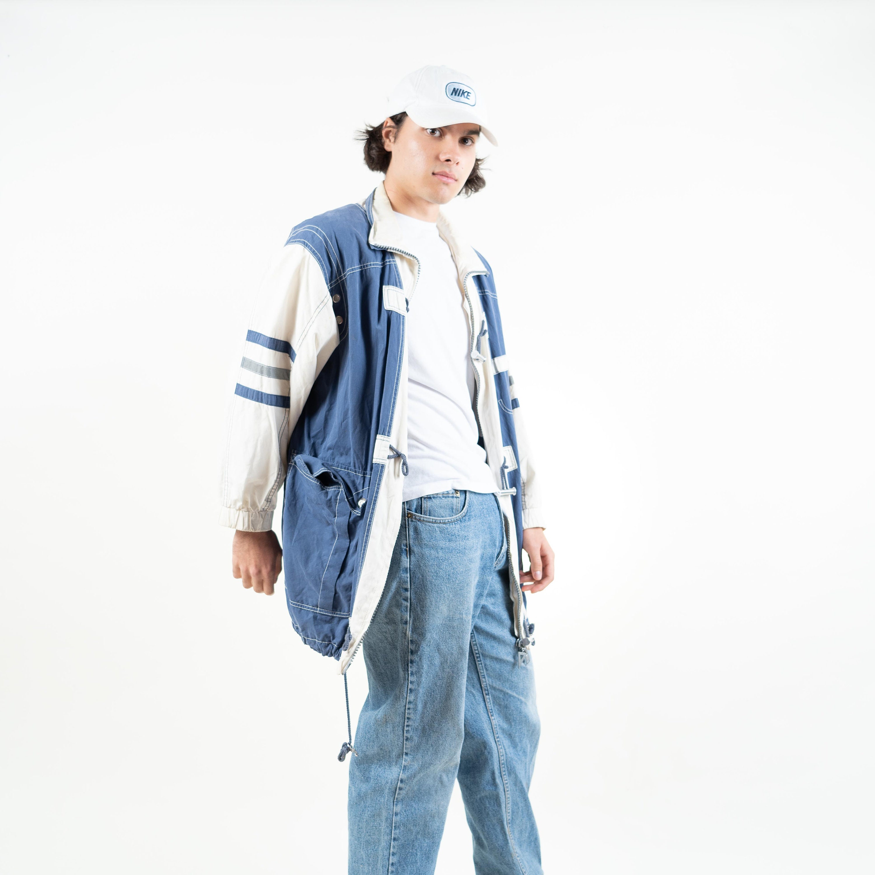 Vintage Parka Jacket Blue and White Sailing Jacket Size M 80s 90s - Etsy