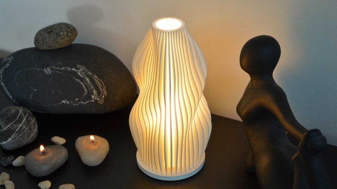 Modern White Table Lamp Hurricane-inspired Design LED Home Decor - Etsy