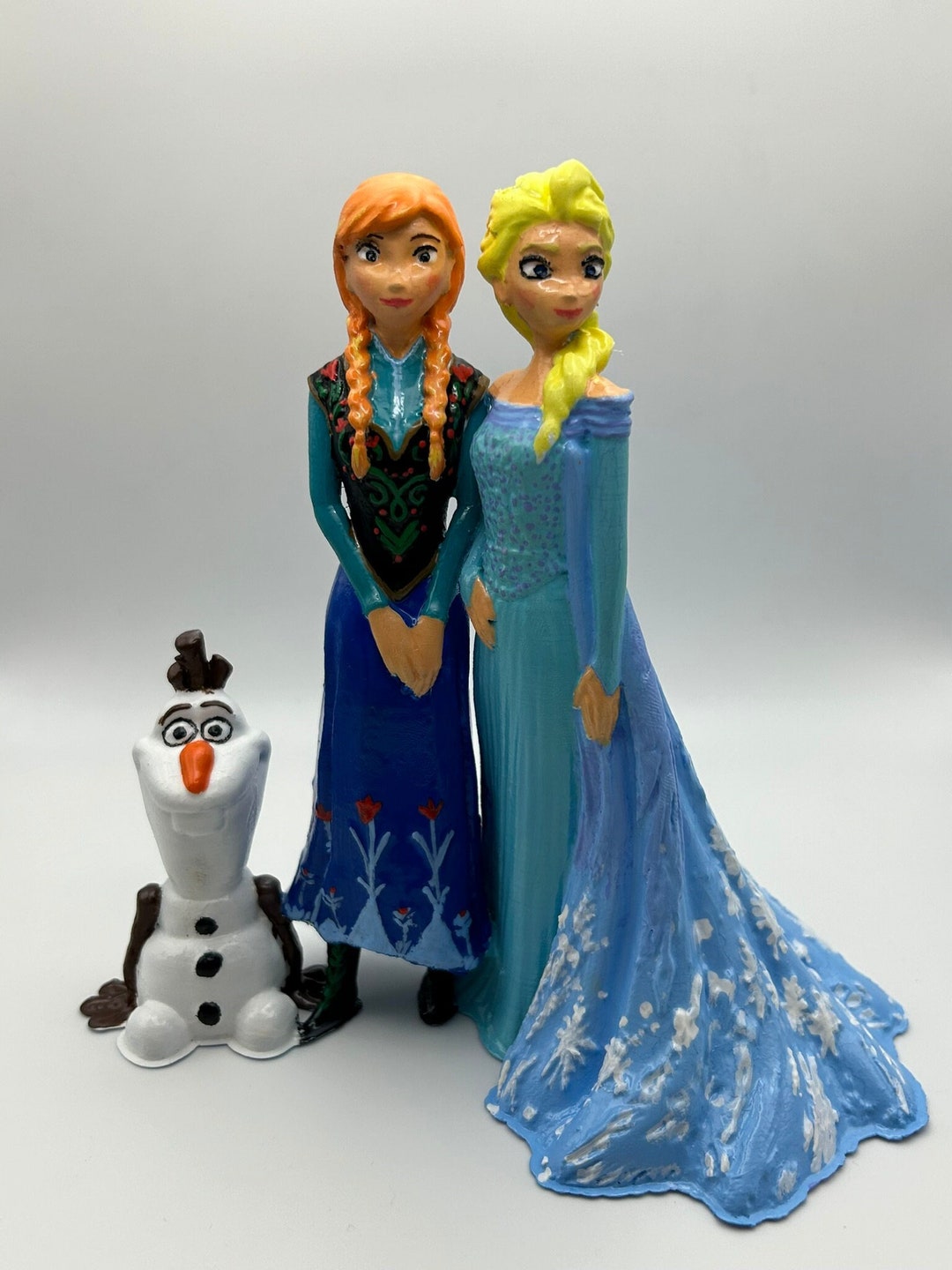 Handmade Elsa Anna Olaf Figure Set - Etsy