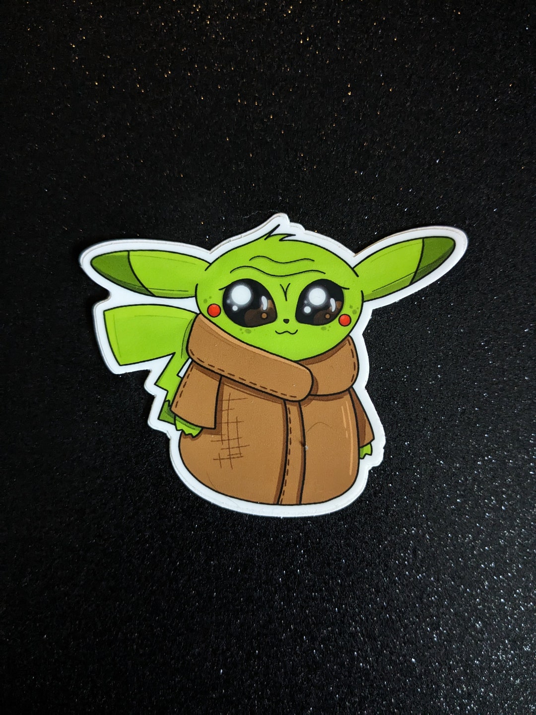 Green Baby Yoda Baby Jedi Grogu Pikachu Mashup Fanart Vinyl Waterproof ...