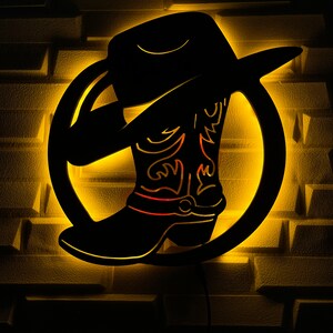 Cowboy Boot Sign, Cowboy Led Sign, Cowboy Hat Sign, Cowboy Boots Wall ...