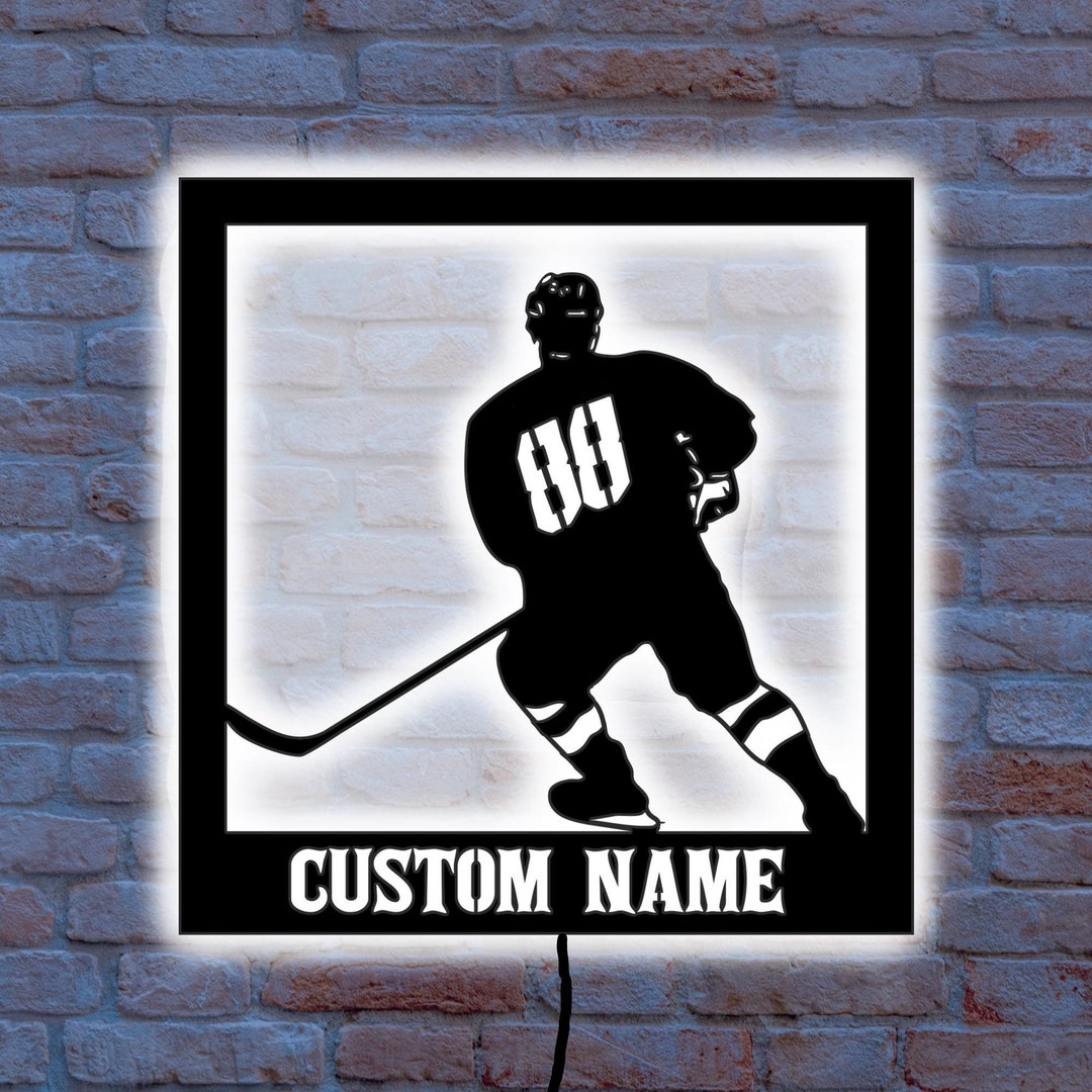 Personalized Ice Hockey Name Sign, Custom Ice Hockey Led Sign, Gift for ...