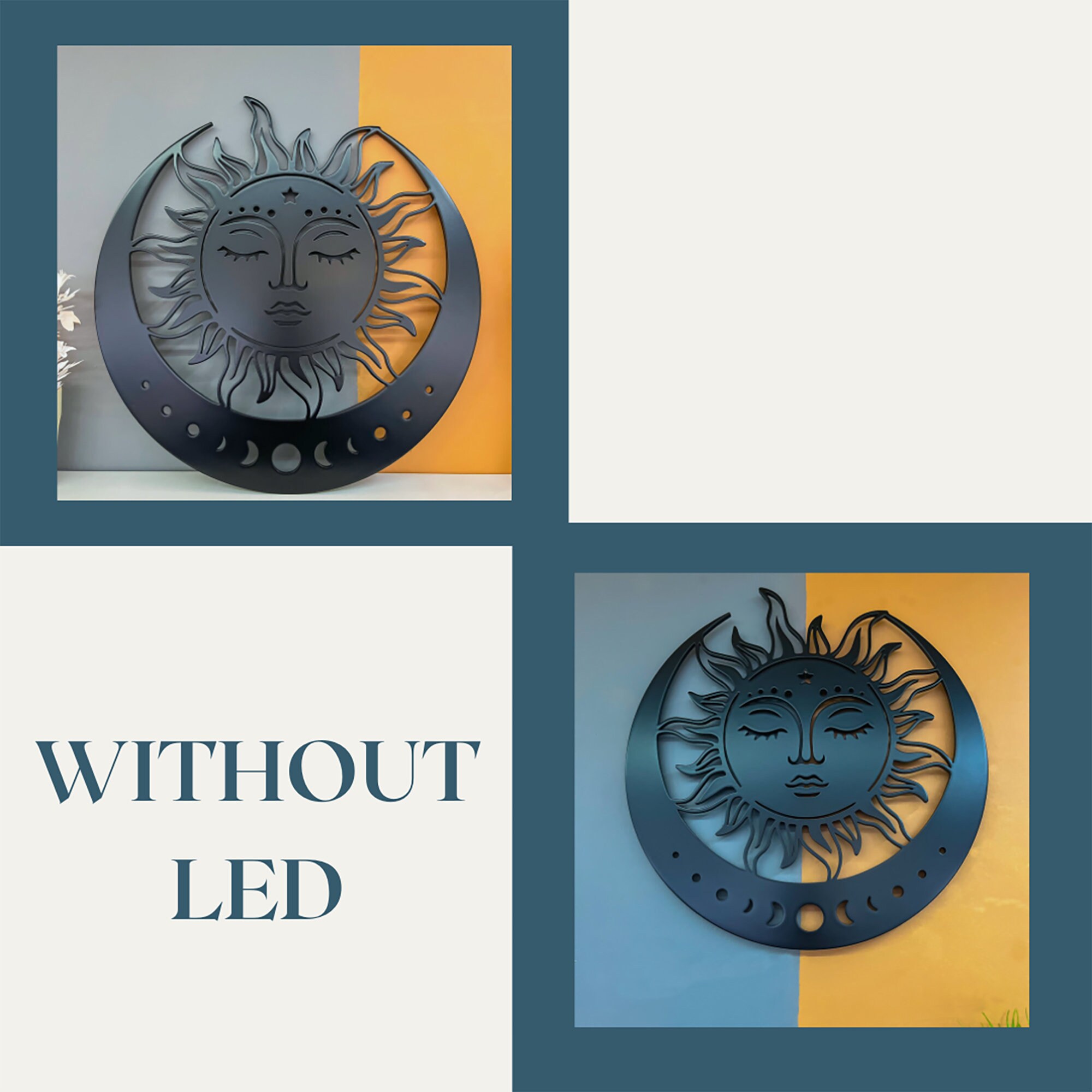 Sun Led Sign, Sun and Moon Wall Art, Sun and Moon Wood Art, Wood Sun ...