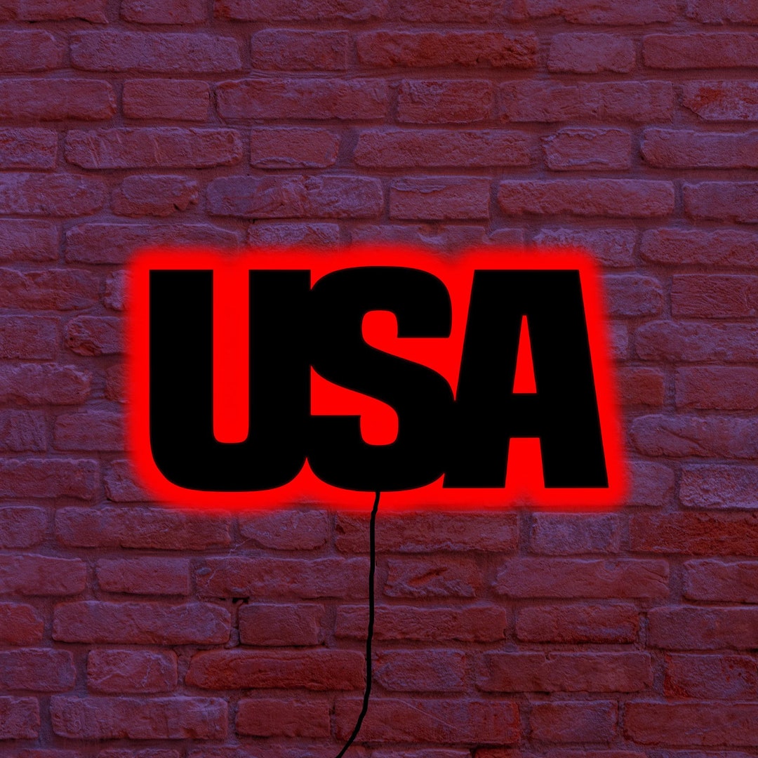 Usa Led Sign, Game Room Led Sign, Usa Wall Art, Man Cave Led Sign ...