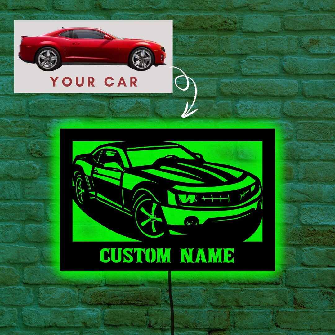 Custom Car Wall Art, Your Own Car Wall Decor, Car Led Sign, Car Garage ...