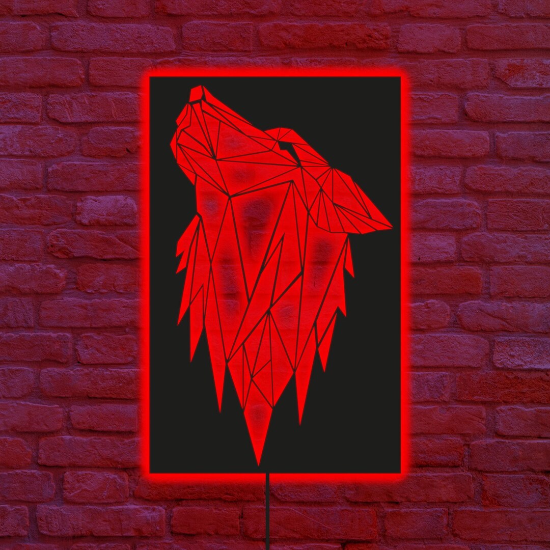 Wolf Led Sign, Wolf Wall Art, Animal Led Sign, Animal Wood Wall Art ...