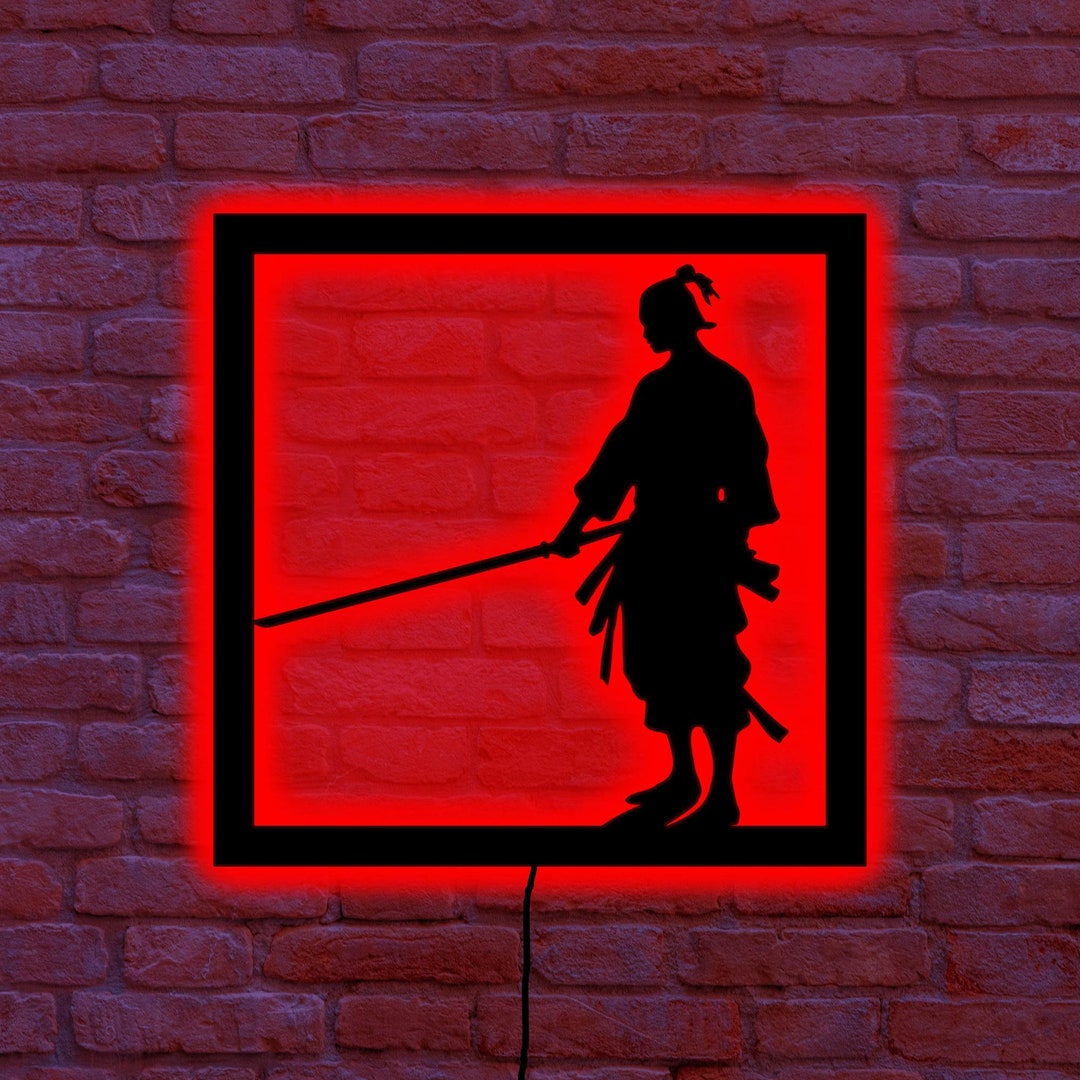 Samurai Wall Decor, Samurai Led Sign, Japanese Led Sign, Game Room Led ...