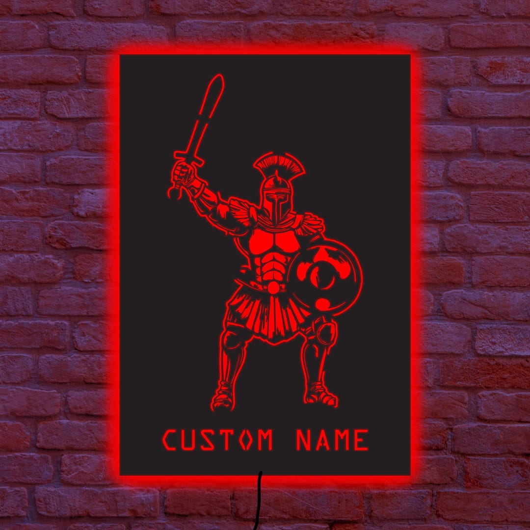 Spartan Wall Art, Custom Spartan Warrior, Game Room Led Sign ...
