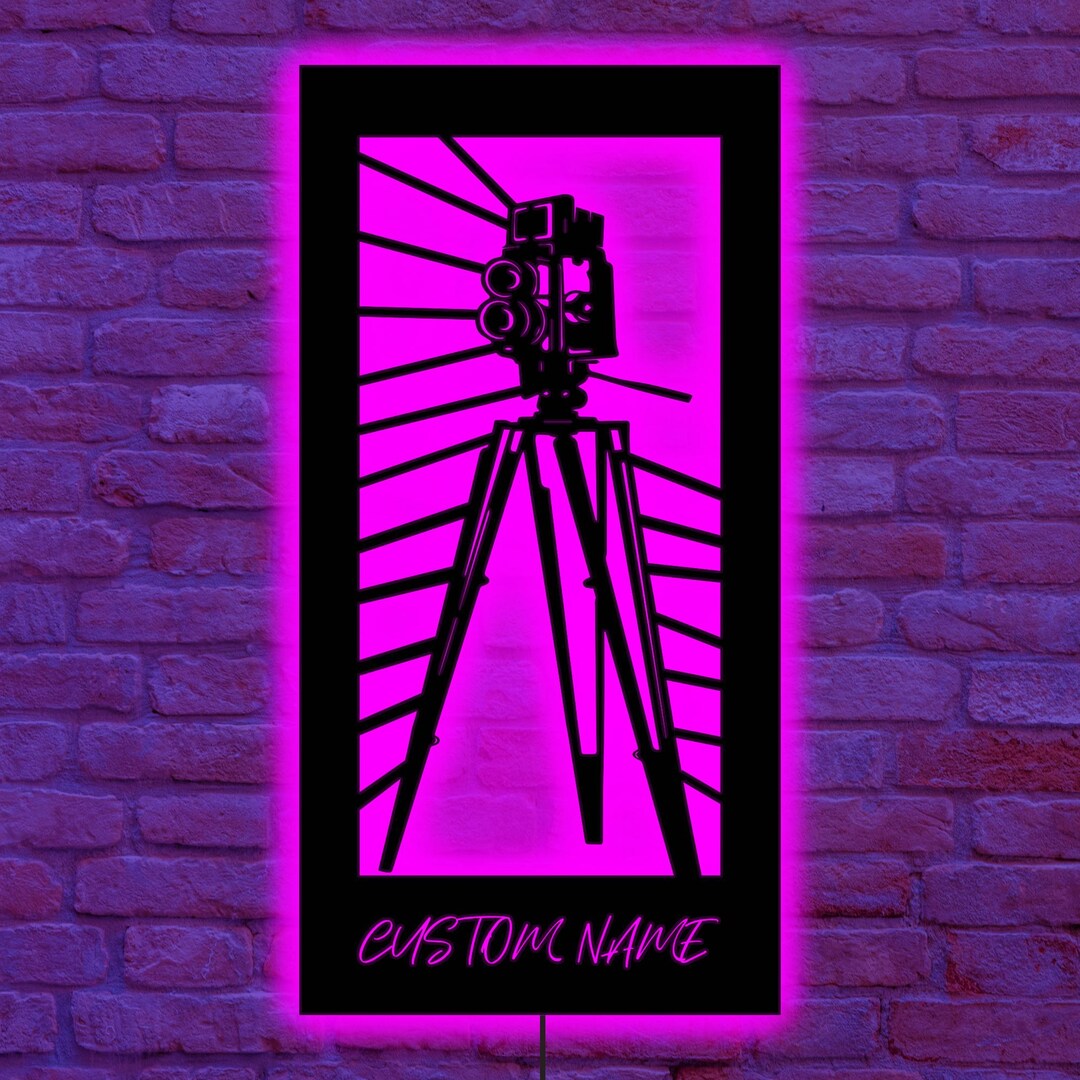 Camera Wall Art, Photo Studio Wall Sign With Led Light, Photographer ...