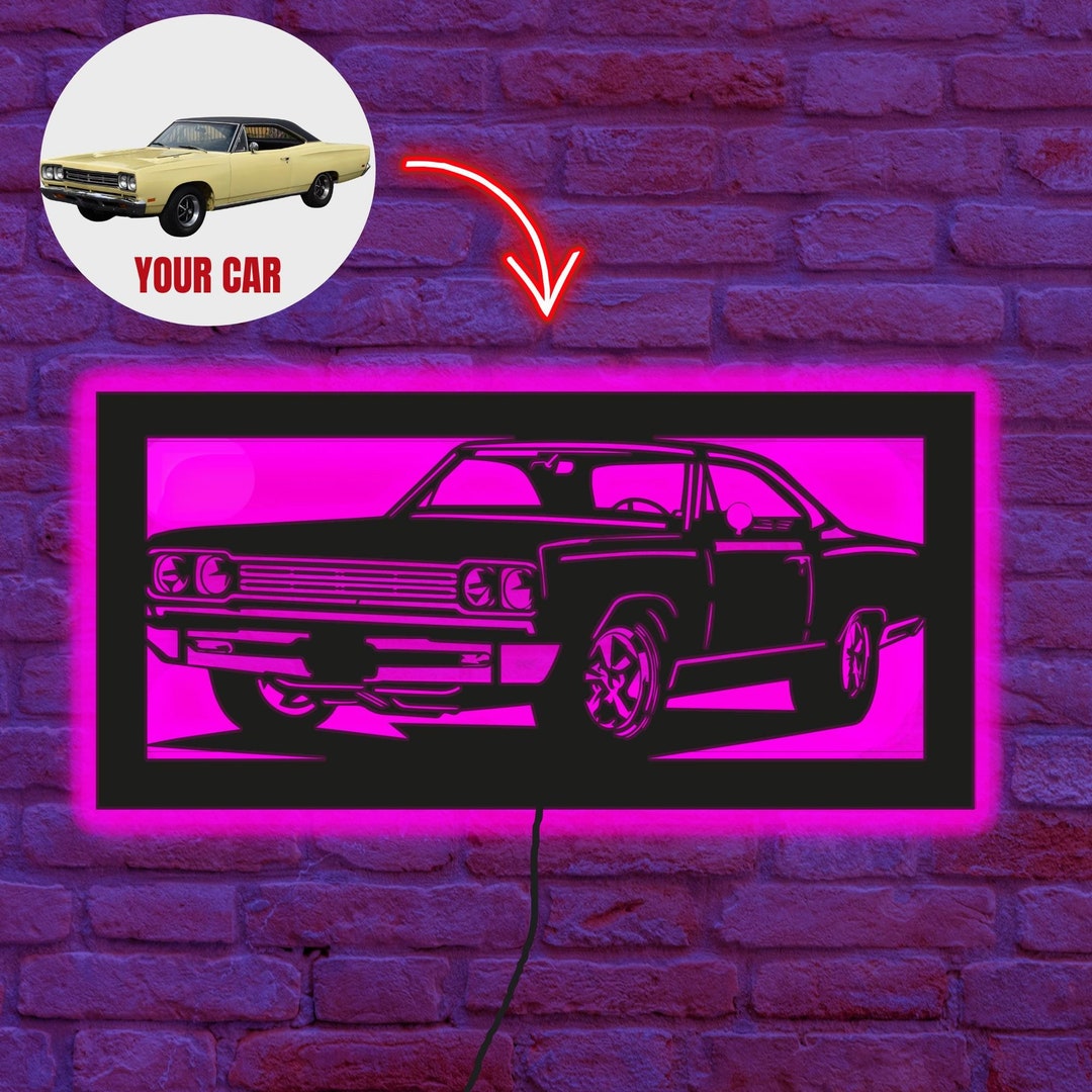 Classic Car Wall Art, Vintage Car Wall Art, Car Led Sign, Automotive ...