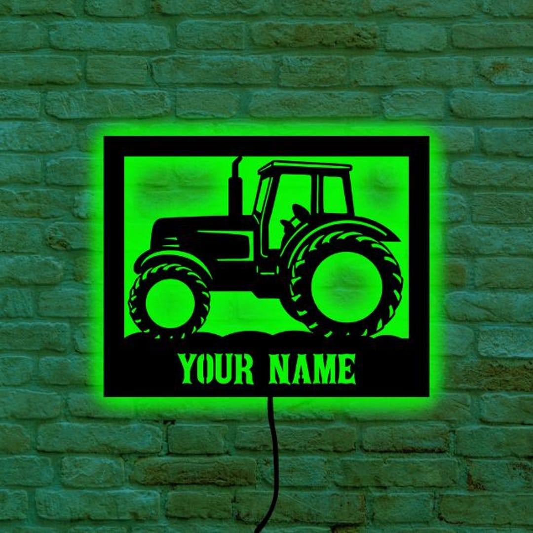 Custom Farm House Sign, Tractor Wooden Wall Decor, Custom Wood Led Sign ...