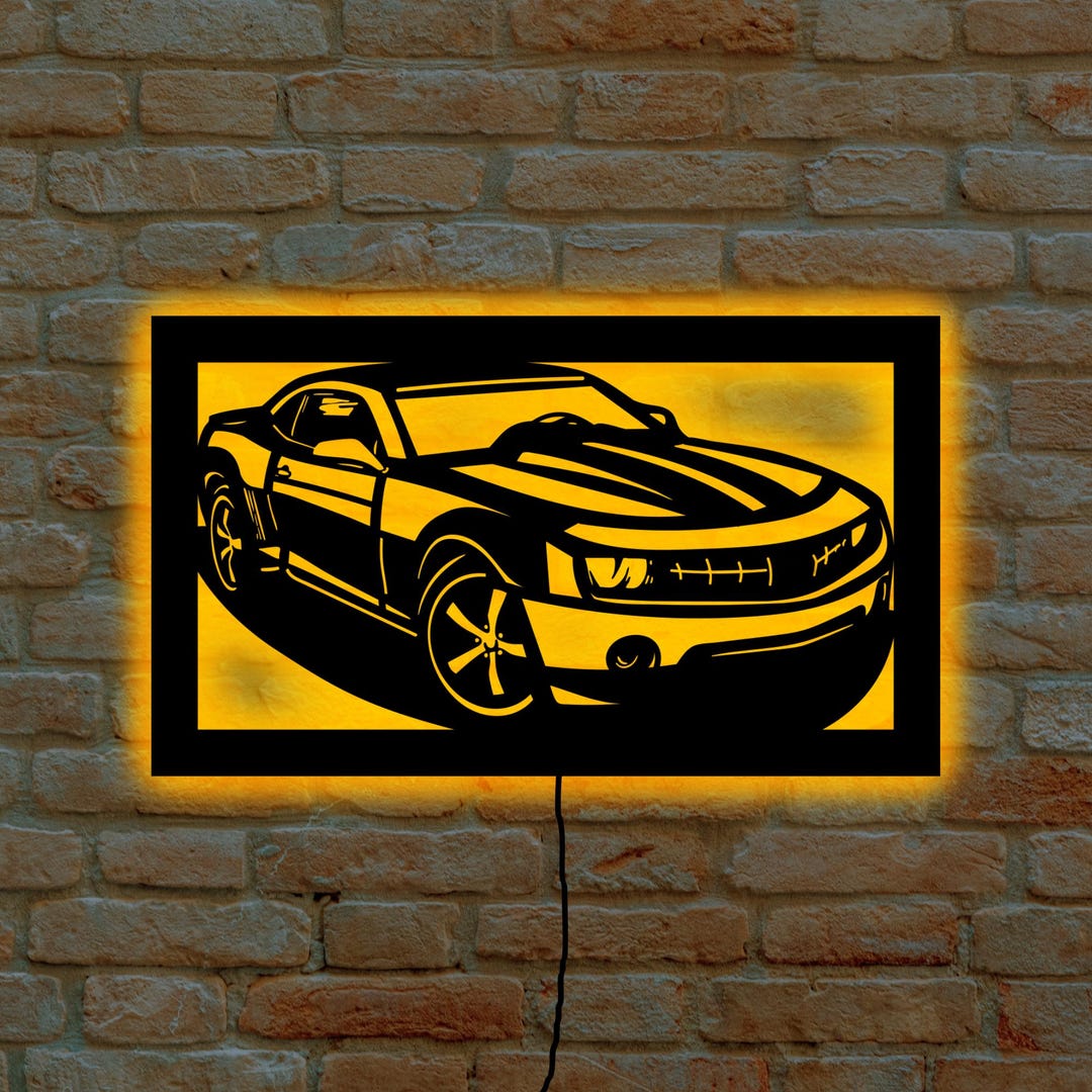 Sports Car Wall Art, American Car Sign, Car Led Sign, Car Sign Room ...