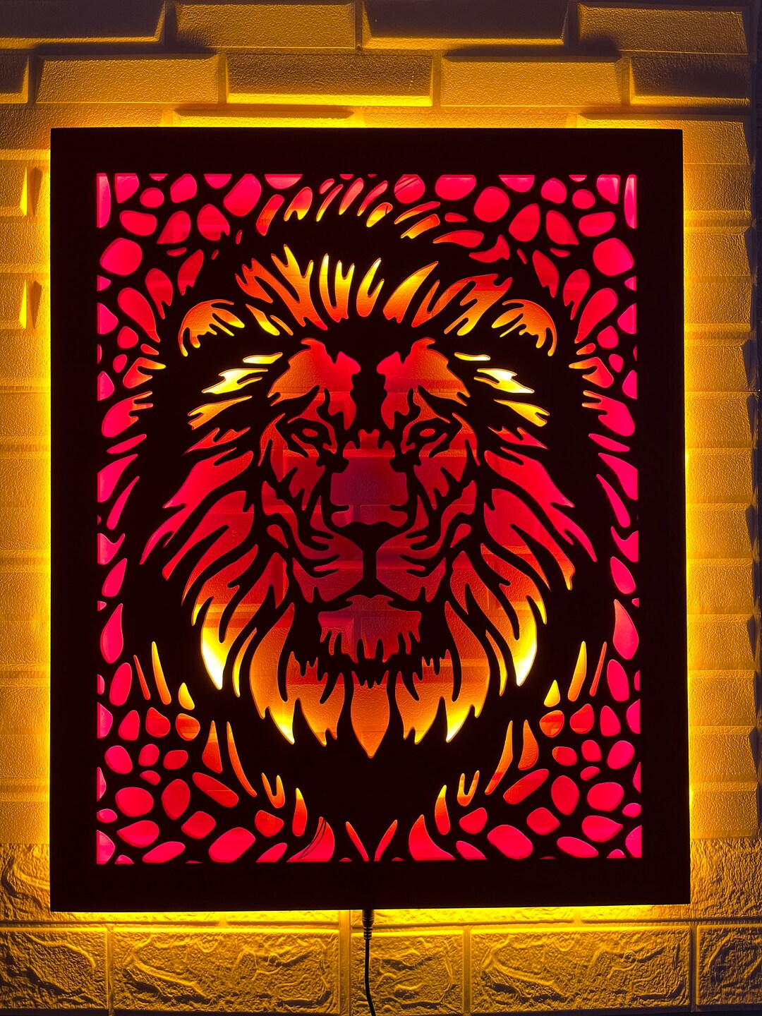 Lion Wall Art, Lion Wall Art Nursery, Lion Led Light, Lion Head Decor ...