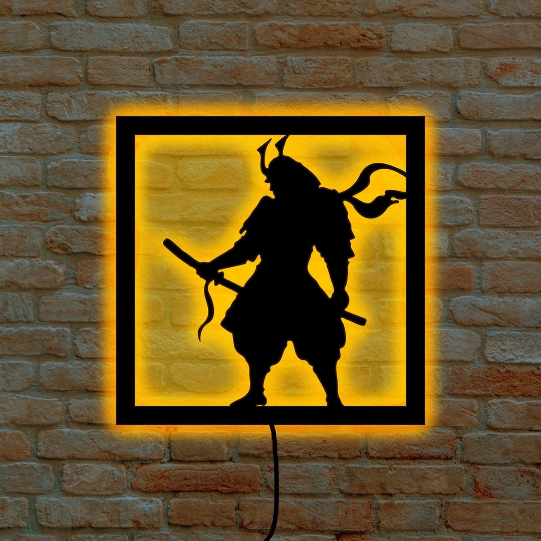 Samurai Wall Art, Samurai Led Sign, Man Cave Led Sign, Game Room Decor ...