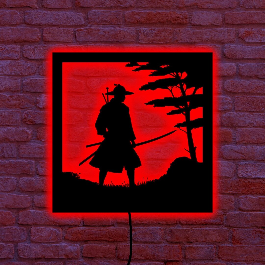 Samurai Led Sign, Game Room Led Sign, Japanese Led Sign, Samurai Wall ...