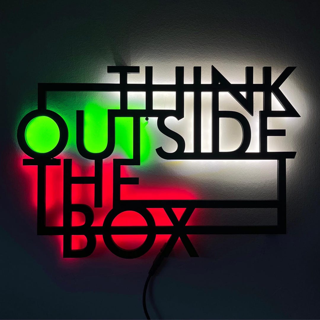 Think Outside the Box Art, Motivational Led Sign, Led Sign for Bedroom ...