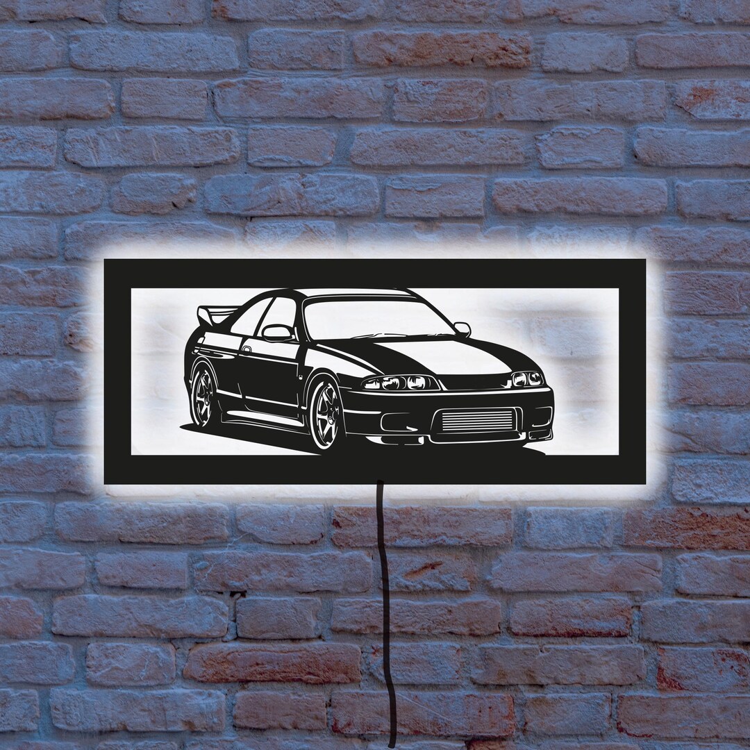 Car Led Sign, Japanese Car Wall Art, Blue Sports Car Wall Decor, Garage ...