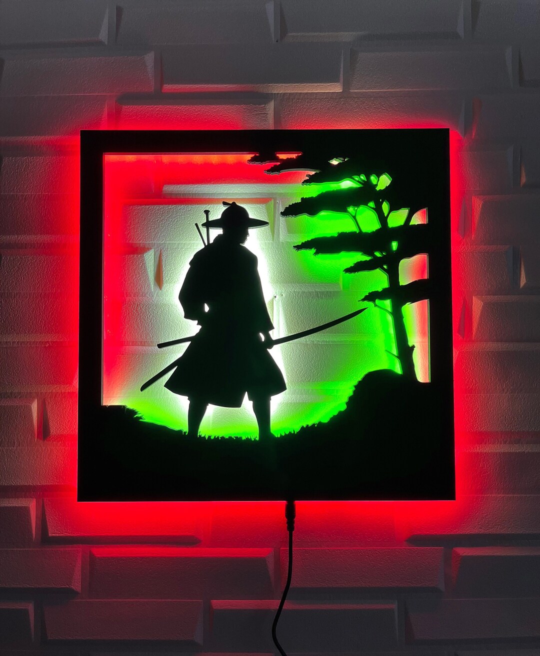 Samurai Wall Art, Samurai Led Sign, Japanese Wall Art, Game Room Led ...