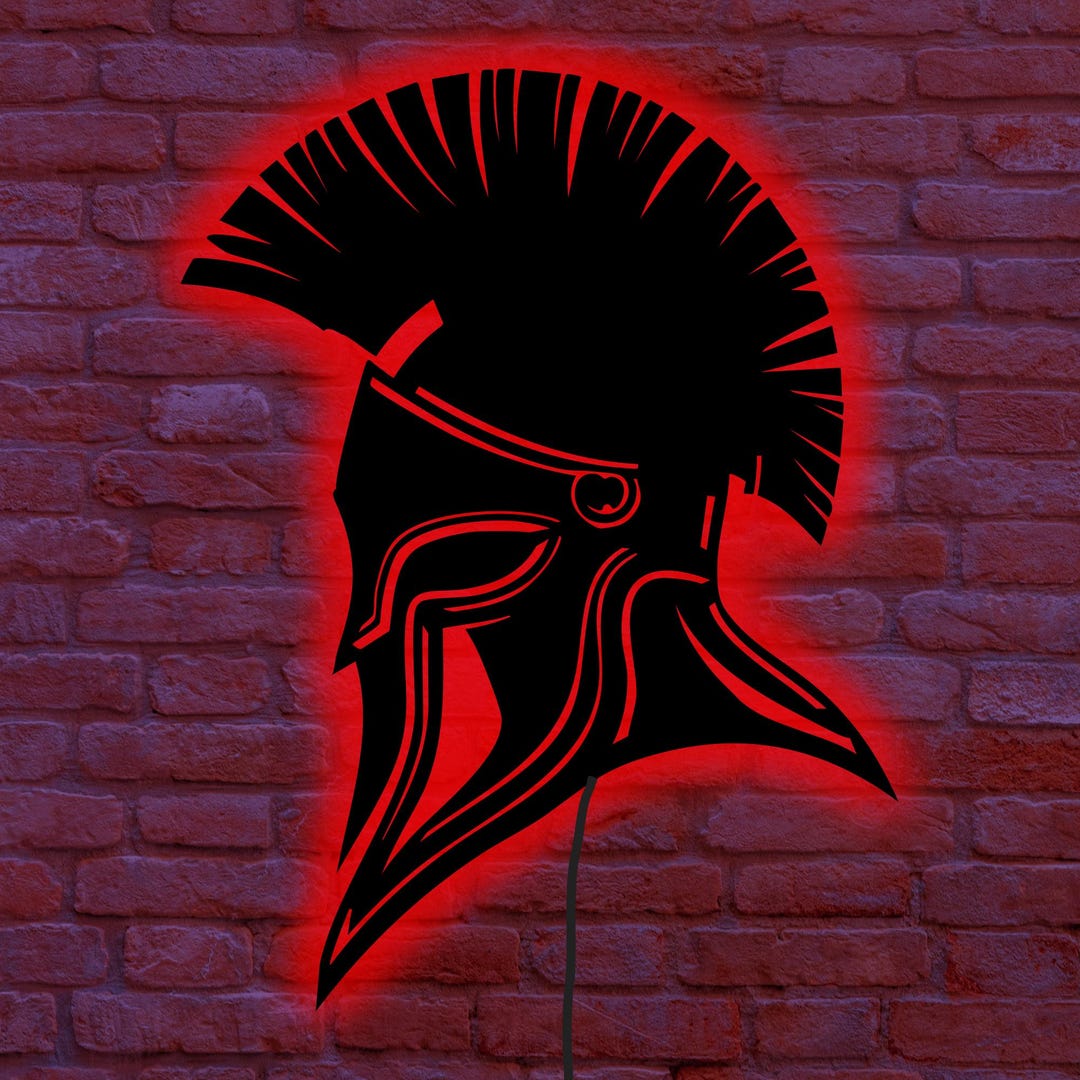 Spartan Helmet Wall Art, Gladiator Room Decor, Spartan Neon Sign, Boys ...