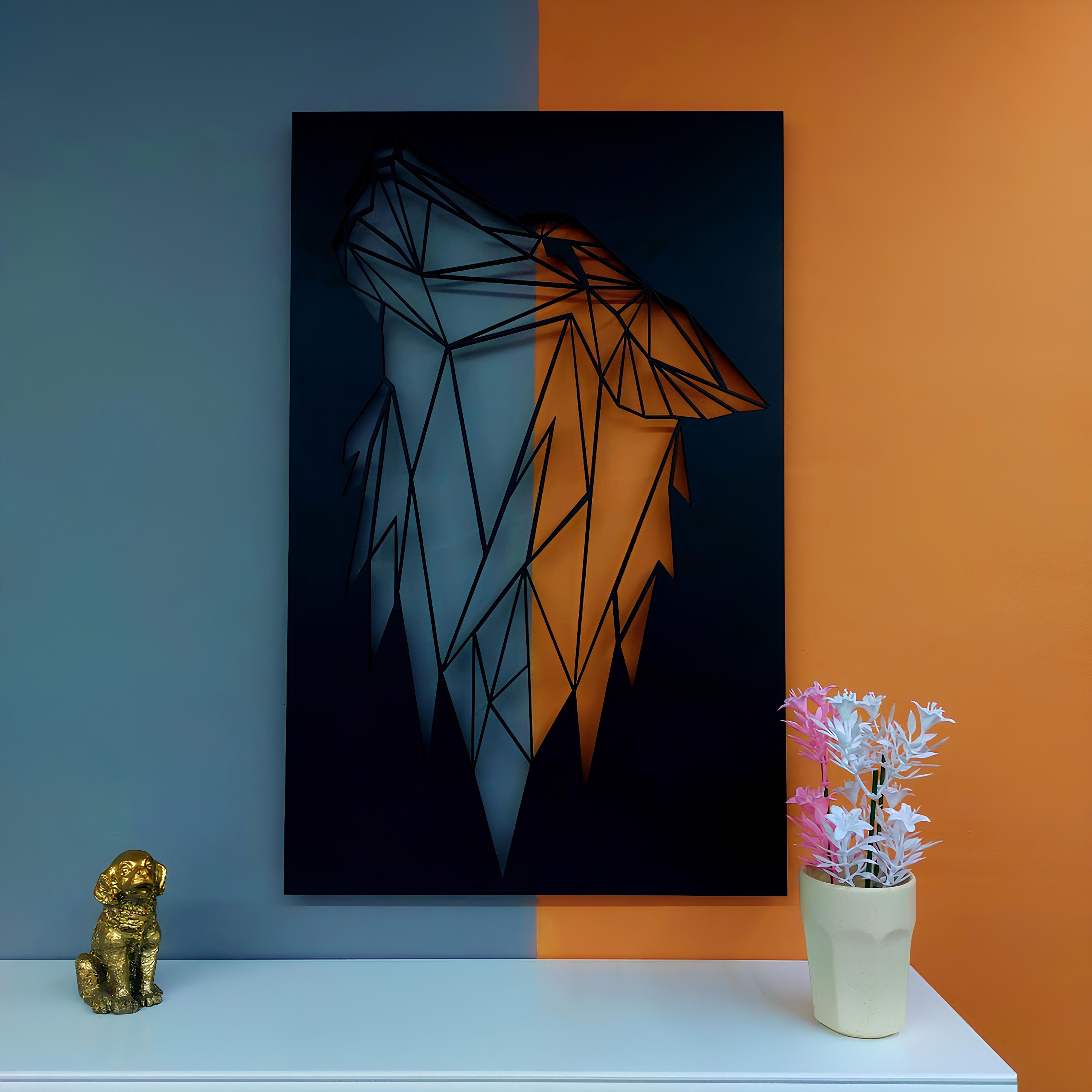 Wolf Wall Art Geometric Wolf Wall Art Wood Animal Art Wolf - Etsy