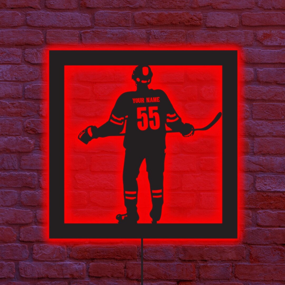 Ice Hockey Led Sign, Custom Hockey Sign With LED, Personalized Name ...