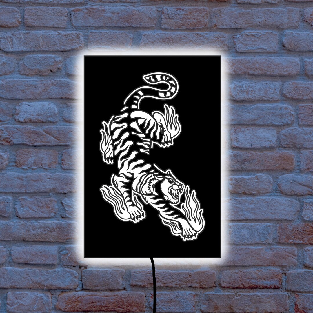 Tiger Led Sign, Tiger Wall Art, Japanese Tiger Wall Art, Led Sign for ...