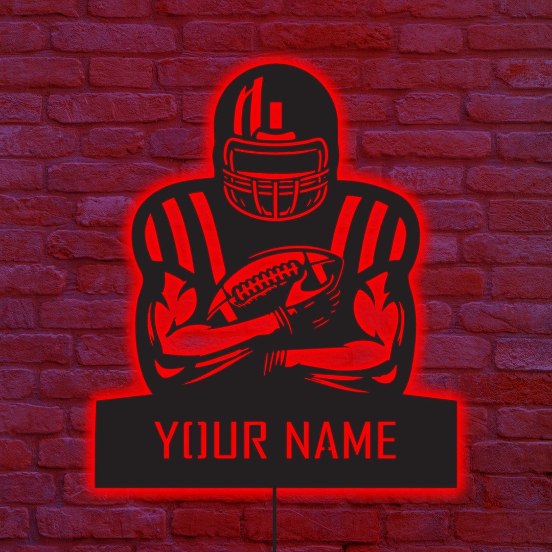 Football Led Sign, American Football Night Light, Personalized Football ...