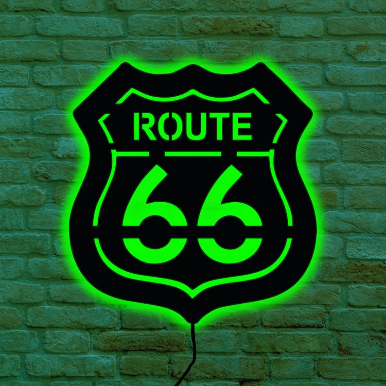Route 66 LED Wall Decor, Man Cave Garage Art - Etsy