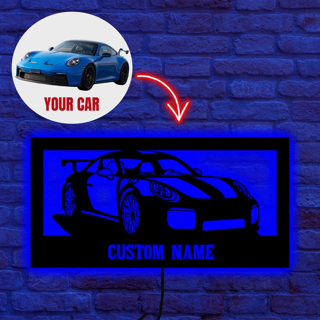 Custom Car Silhouette Wall Art, Car Led Sign, Your Own Car Wall Decor ...