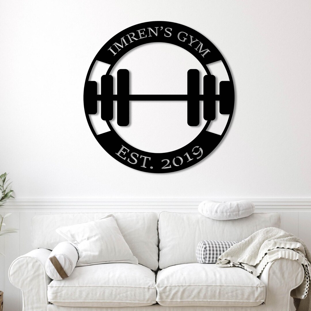 Personalized Gym Name Sign, Custom Powerlifting Wall Art, Bodybuilder ...